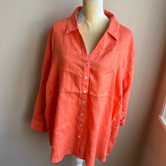 Sigrid Olsen | Tops | Sigrid Olsen Womens Plus Sz 3x Linen Shirt Tunic ...